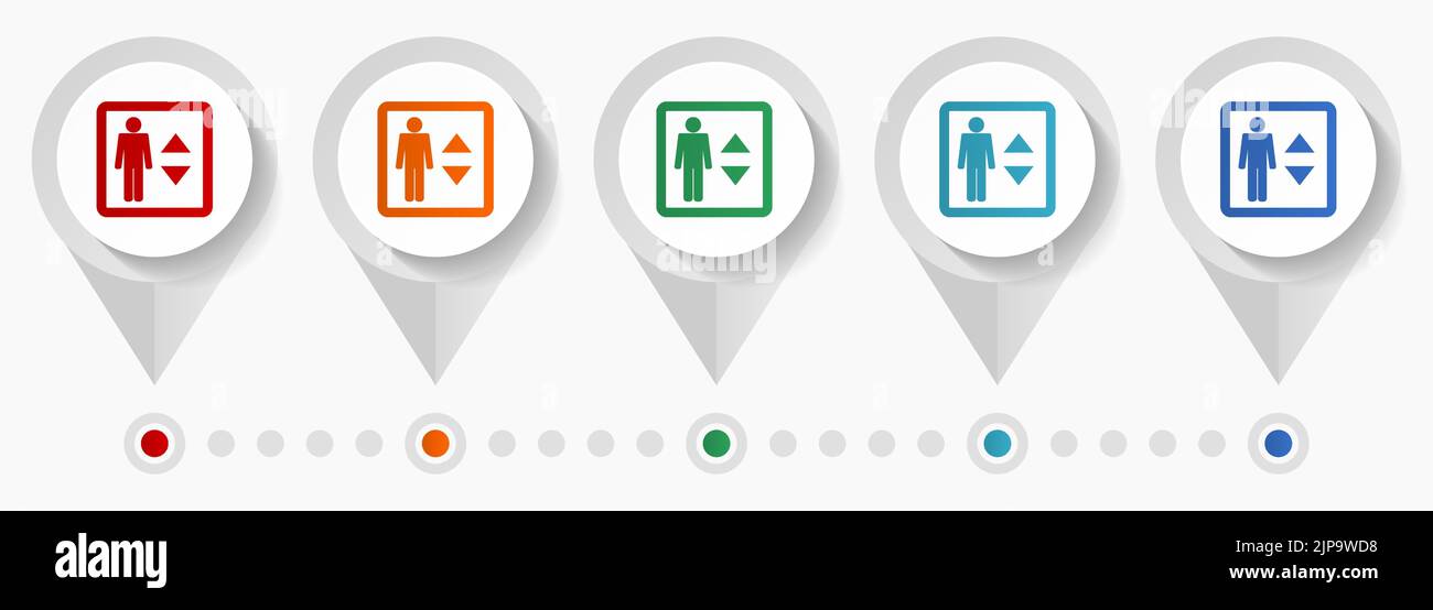 Elevator, lift concept vector icons, infographic template easy to edit ...