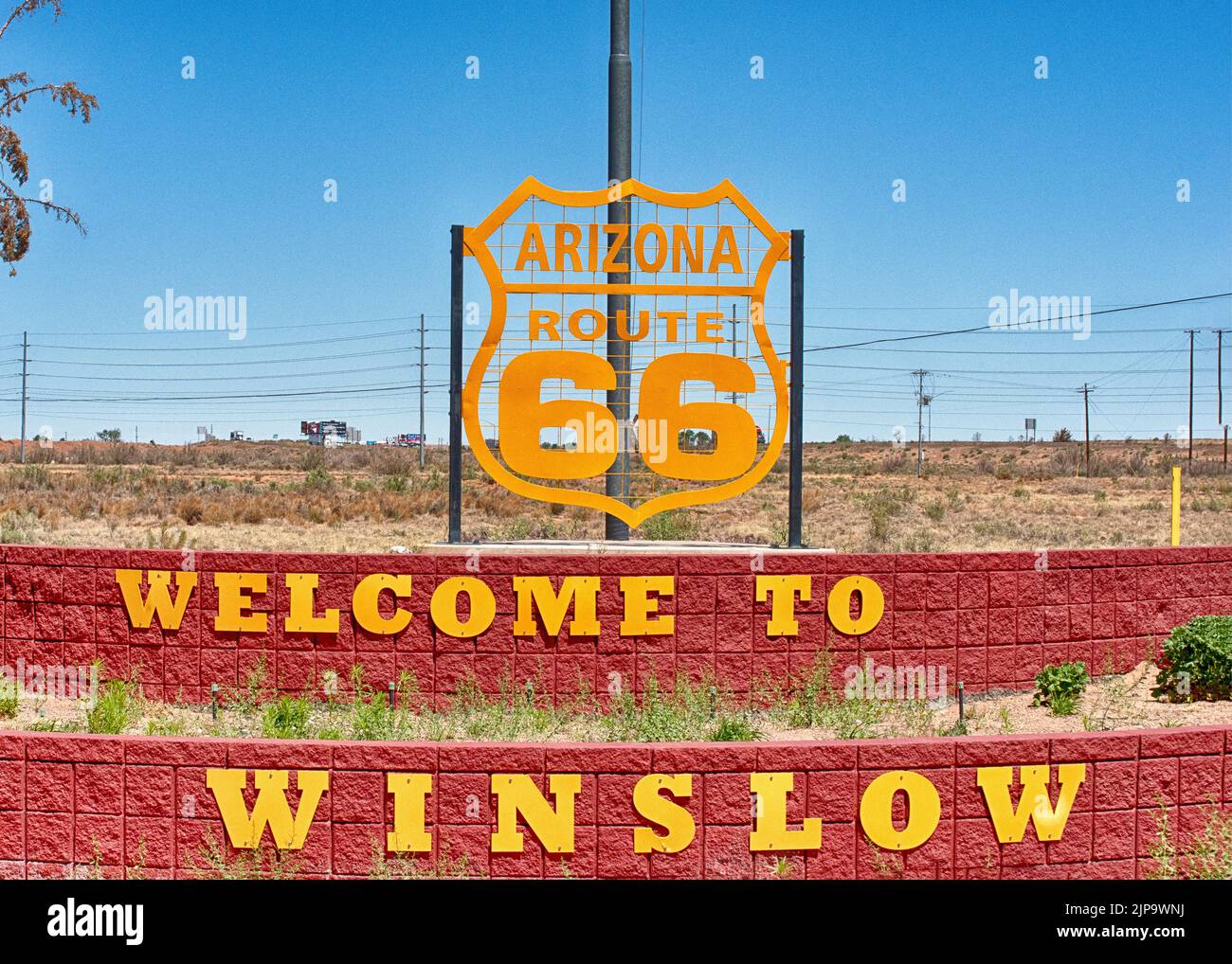 Winslow arizona tourist attraction sign hi-res stock photography and ...