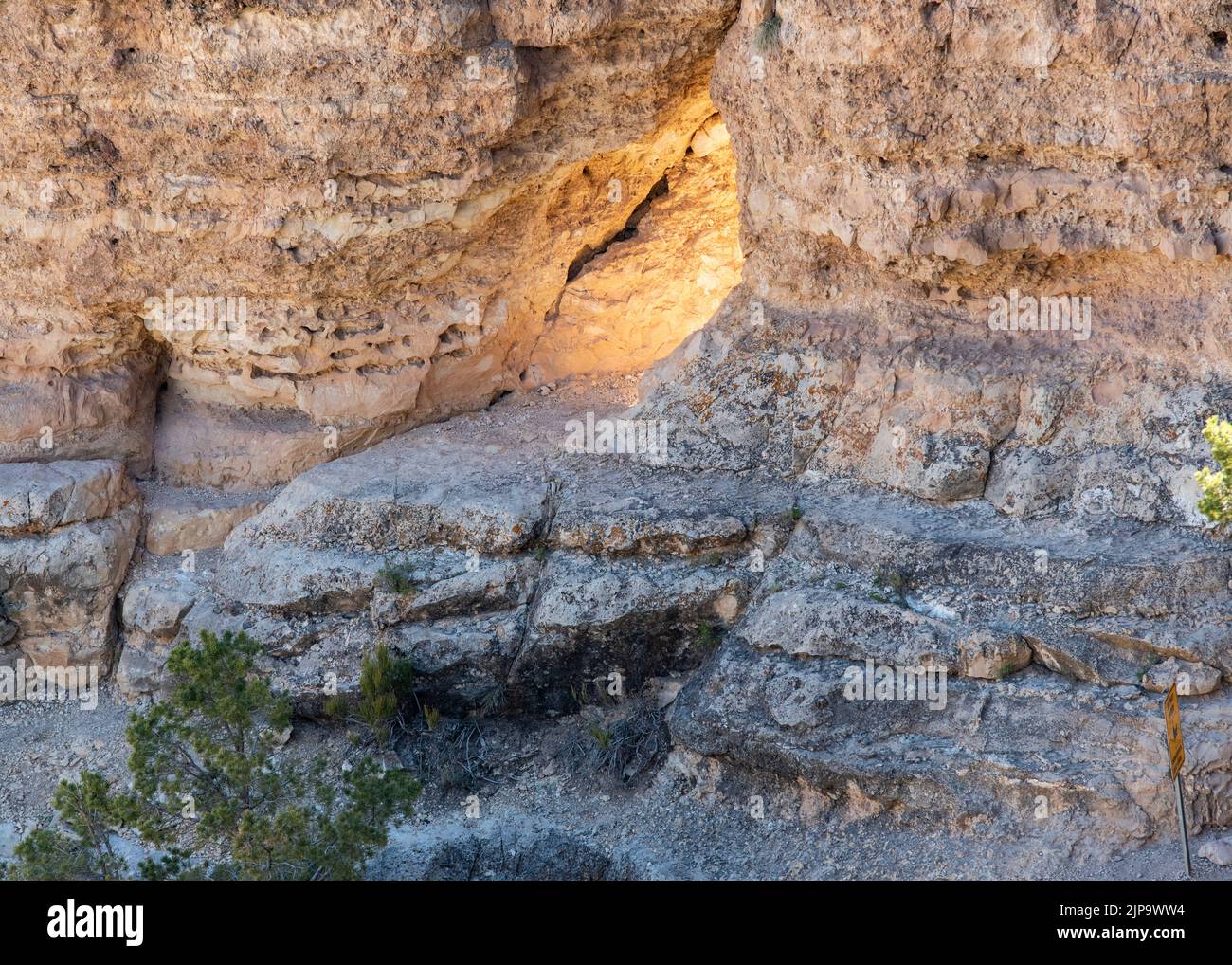 Sunlight coming thru an opening in the rock. South rim, Grand Canyon ...