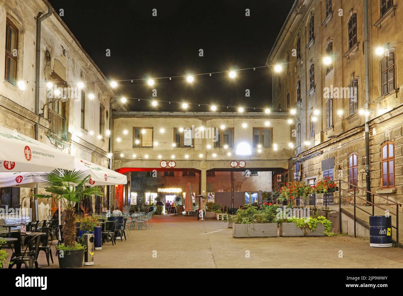 Pubs, clubs and restaurants on Dolnych Mlynow street in Krakow, Poland ...