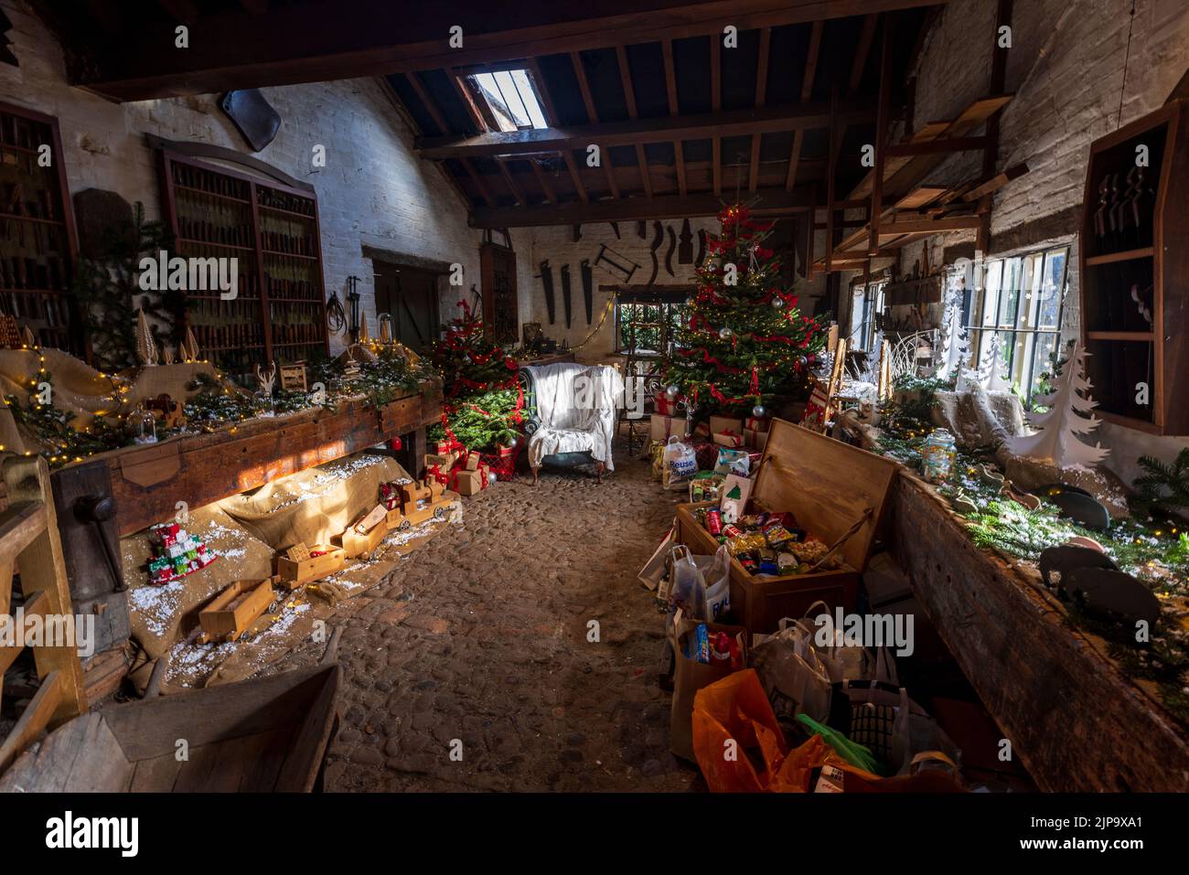 Christmas in the workshop at Erddig Country House, Wrexham, North Wales ...