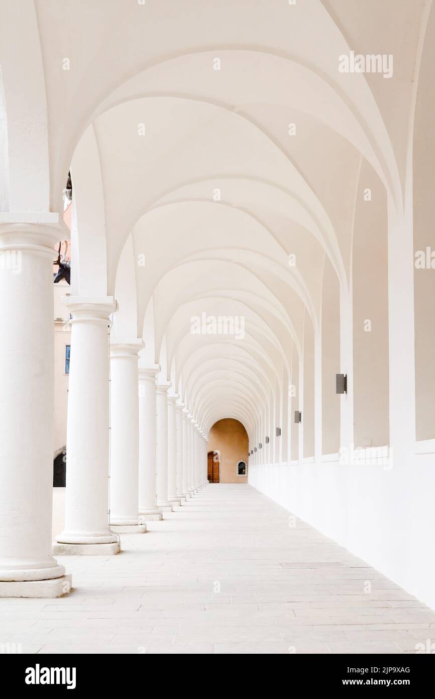 Tuscan pillars of arched Langer Gang of Stallhof (long passage of Royal ...