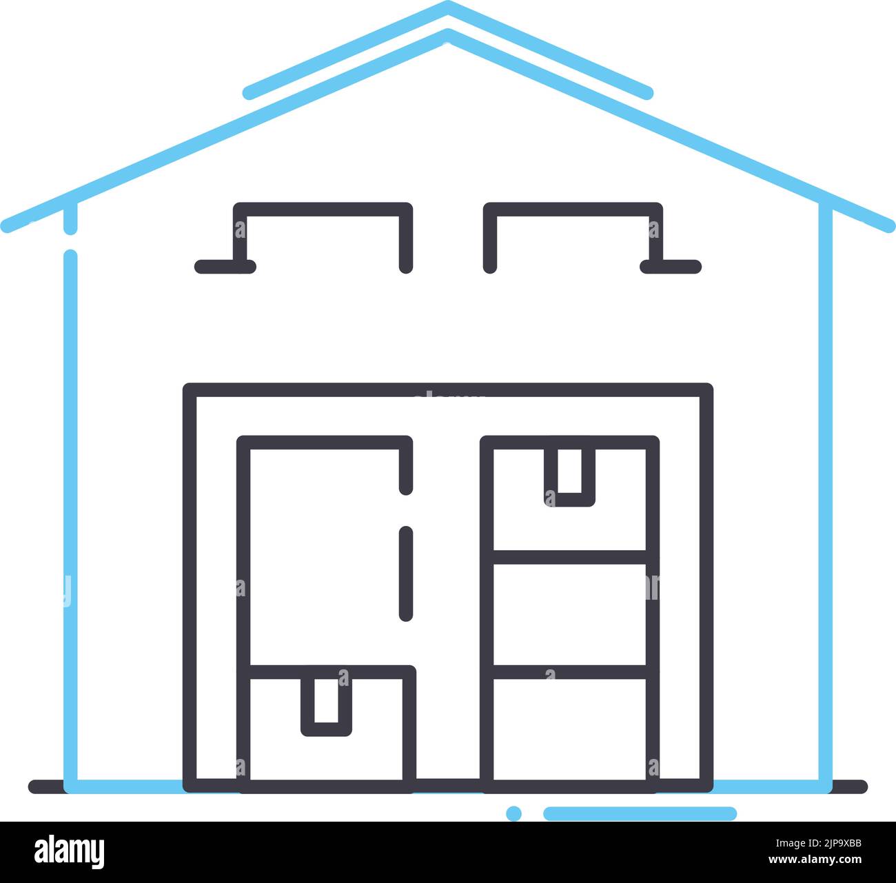 garage line icon, outline symbol, vector illustration, concept sign ...