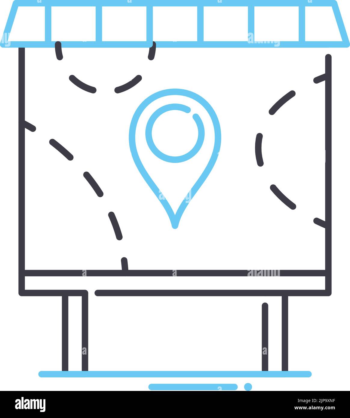 map direction line icon, outline symbol, vector illustration, concept ...