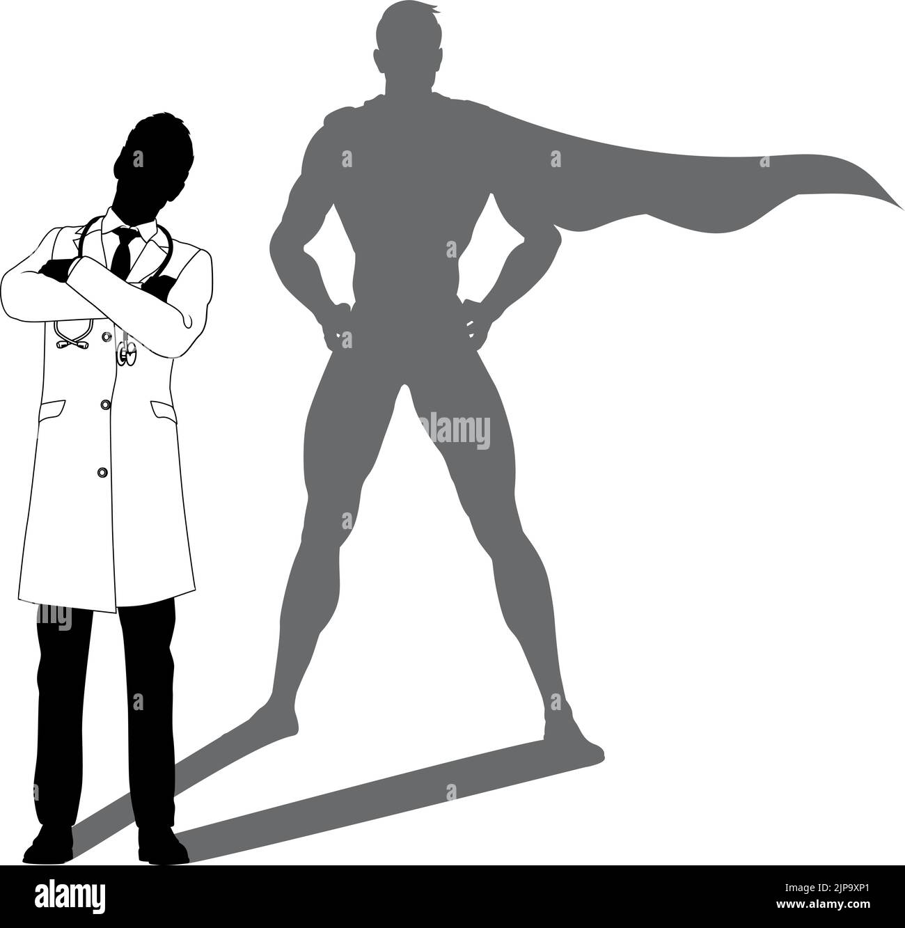 Superhero Doctor With Super Hero Shadow Silhouette Stock Vector Image ...