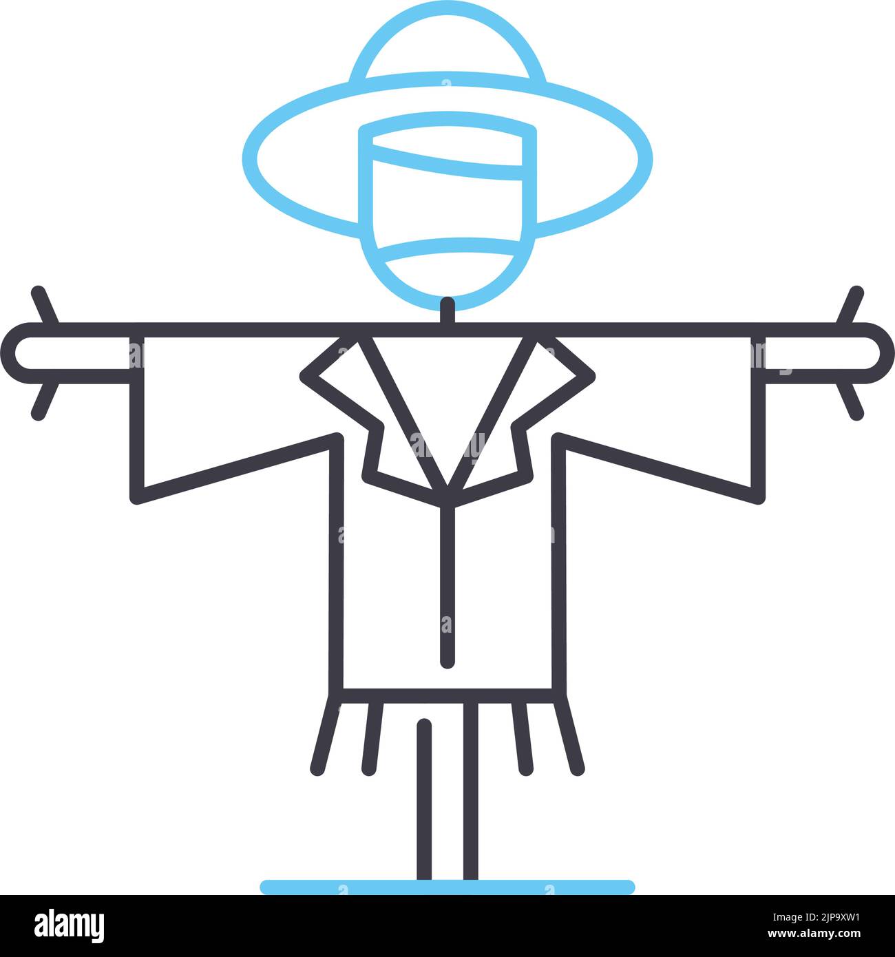 scarecrow line icon, outline symbol, vector illustration, concept sign ...