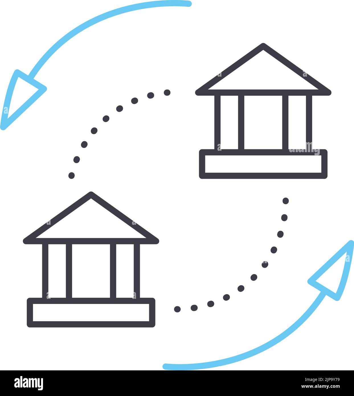wire transfer line icon, outline symbol, vector illustration, concept ...
