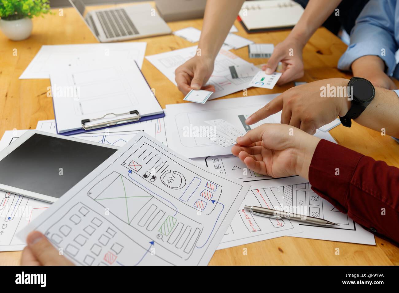 UX UI Concept, Graphic designers work together with UX UI designer ...