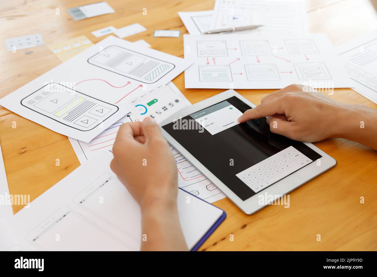 UX UI Concept, Graphic designers work together with UX UI designer ...