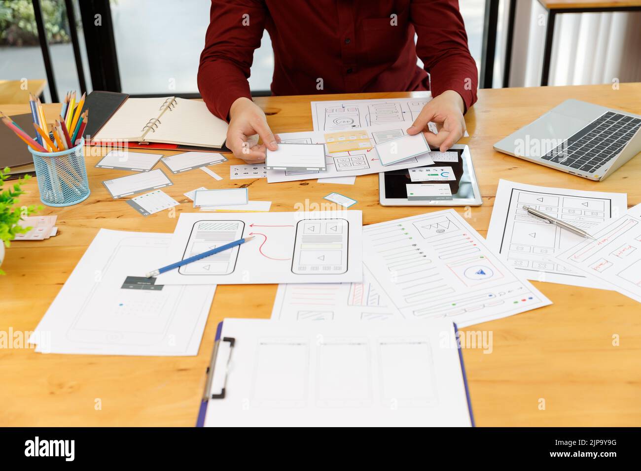 UX UI Concept, Graphic designers work together with UX UI designer ...