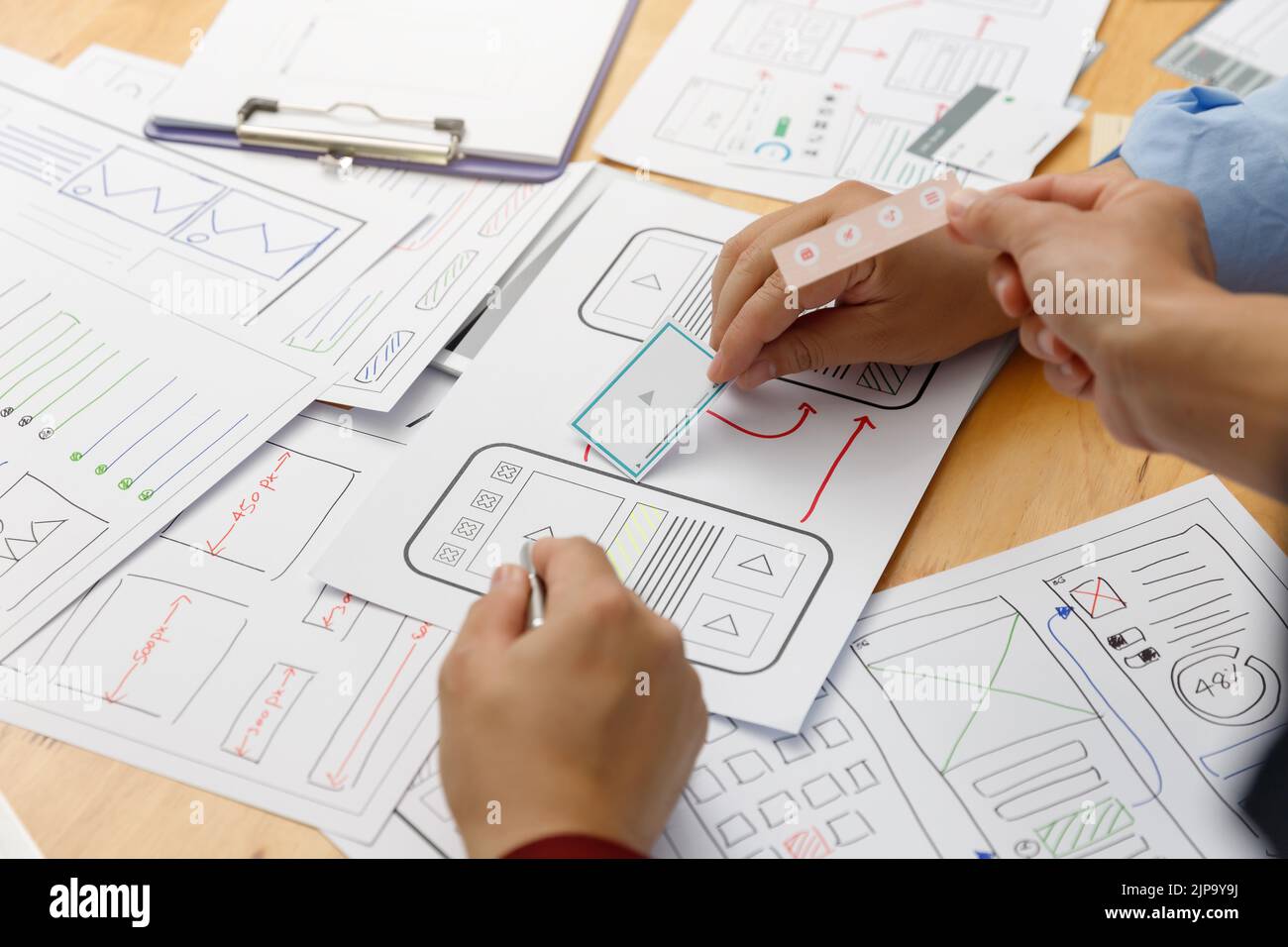 UX UI Concept, Graphic designers work together with UX UI designer ...