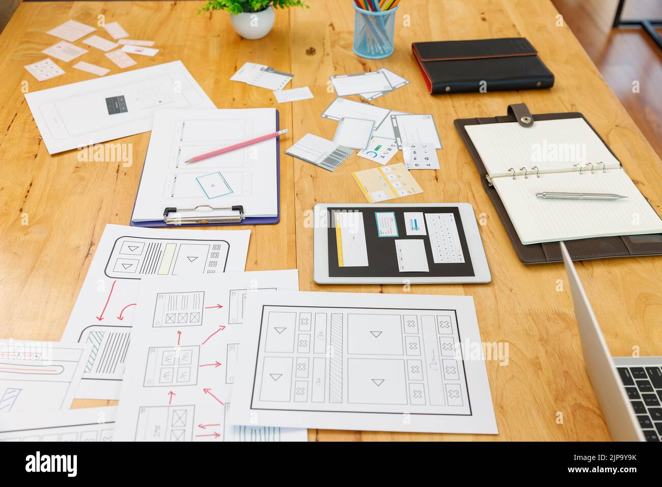 UX UI Concept, Graphic designers work together with UX UI designer ...