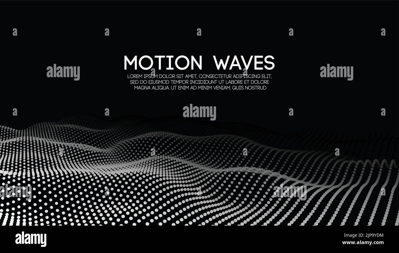 3D glowing abstract digital wave particles. Futuristic vector illustration. HUD element ...