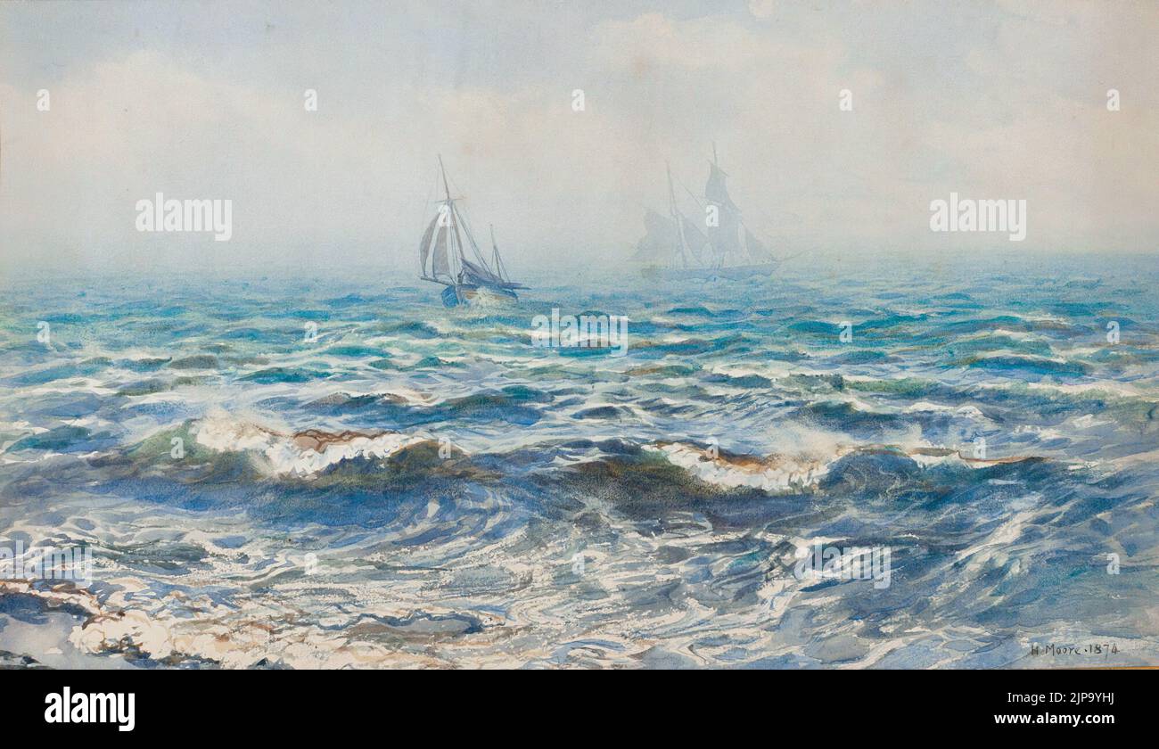 Mist Rising From The Sea (1874) Watercolor painting by Henry Moore ...