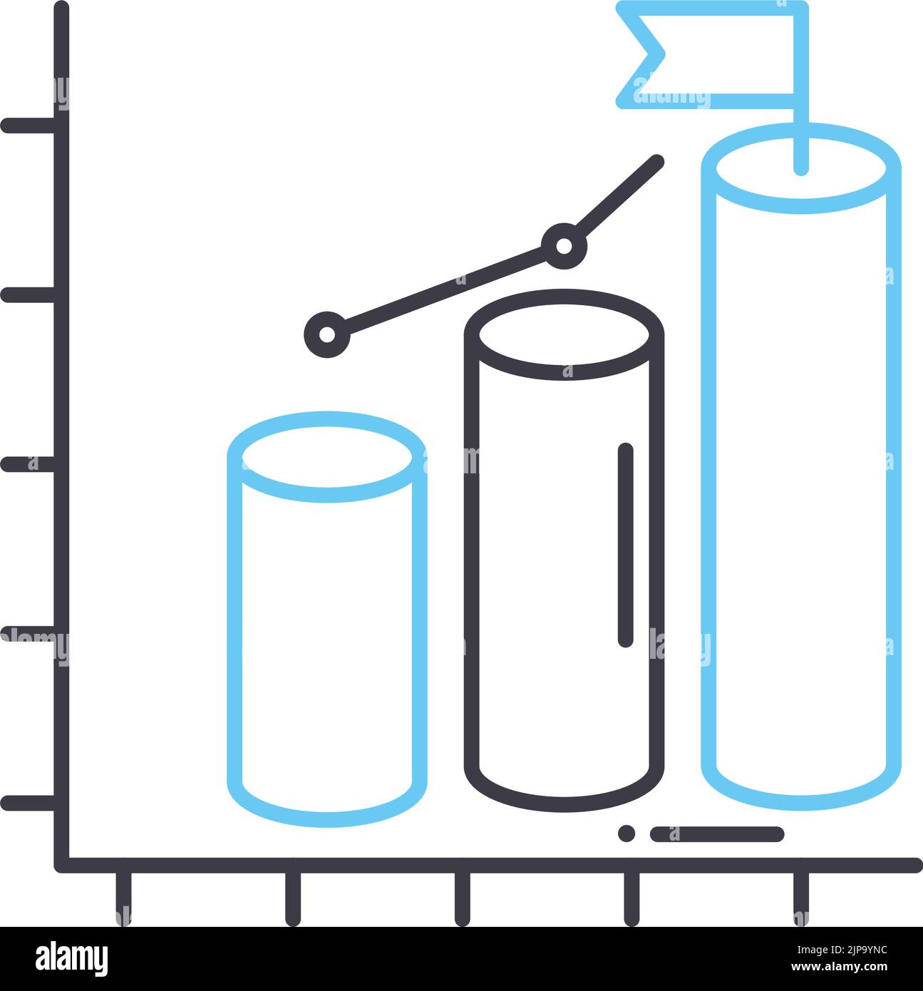reach goal line icon, outline symbol, vector illustration, concept sign ...