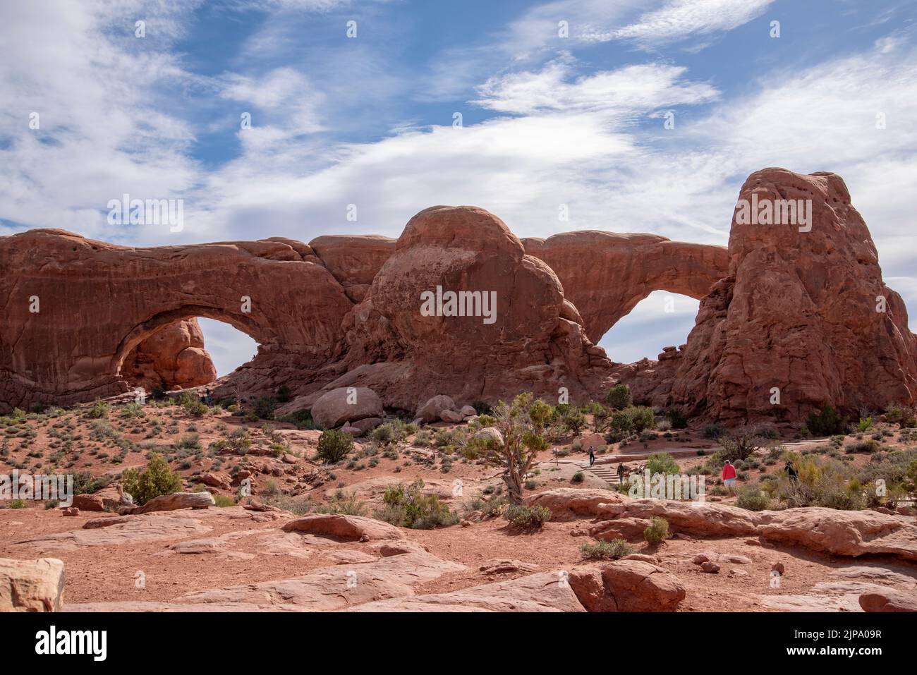 Double windows Arch, Arches National Park, Moab, Utah. USA. America ...