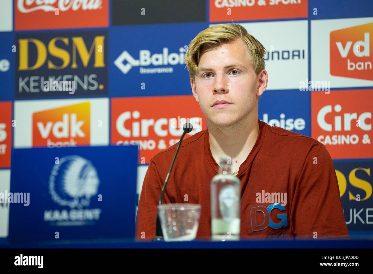 Gent's Jens Petter Hauge pictured during a press conference of Belgian ...