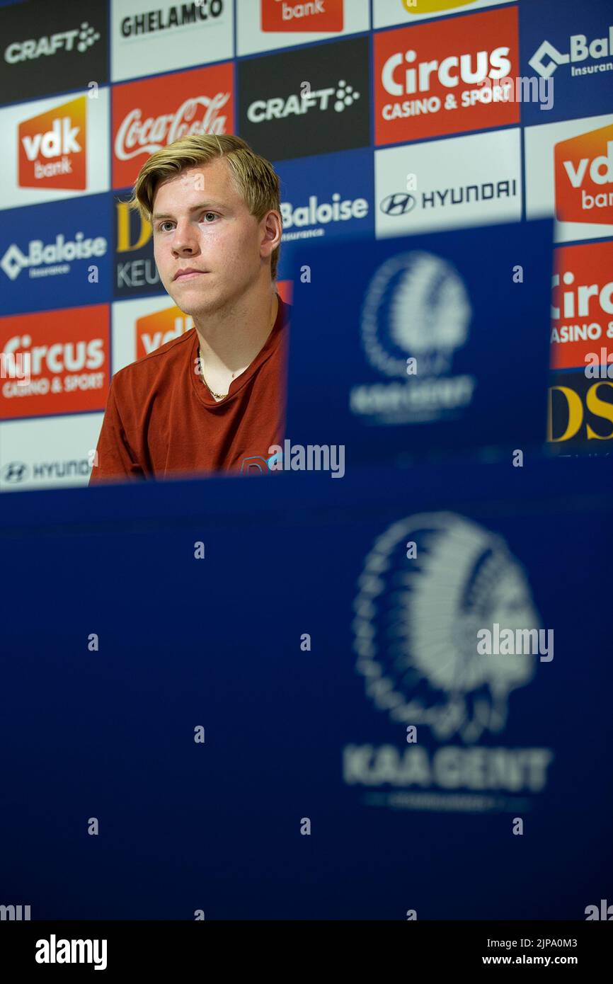 Gent's Jens Petter Hauge pictured during a press conference of Belgian ...