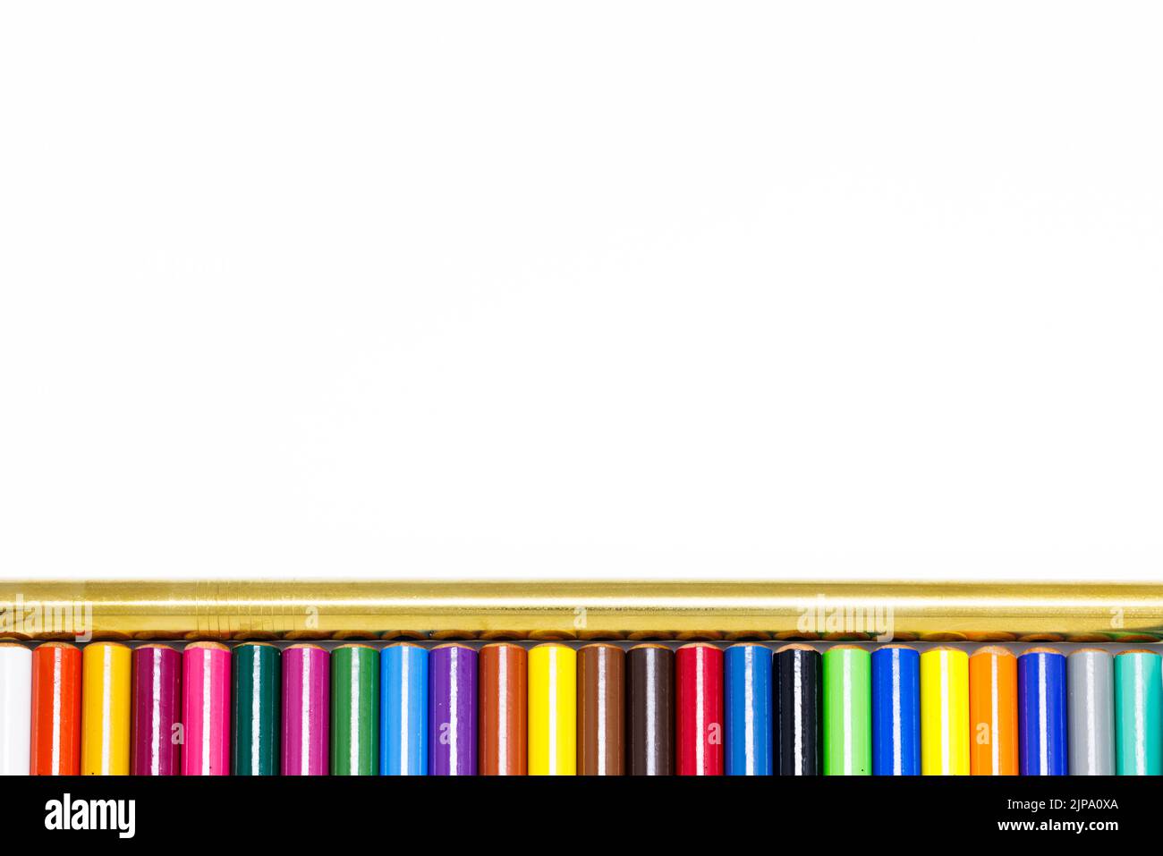 aligned colored pencils isolated on a white background Stock Photo - Alamy