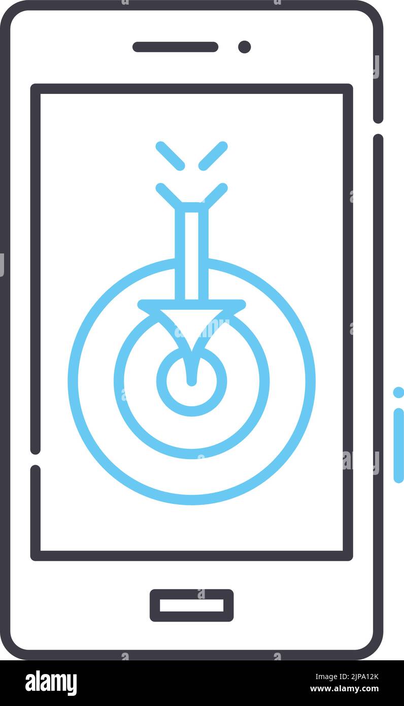mobile target line icon, outline symbol, vector illustration, concept ...