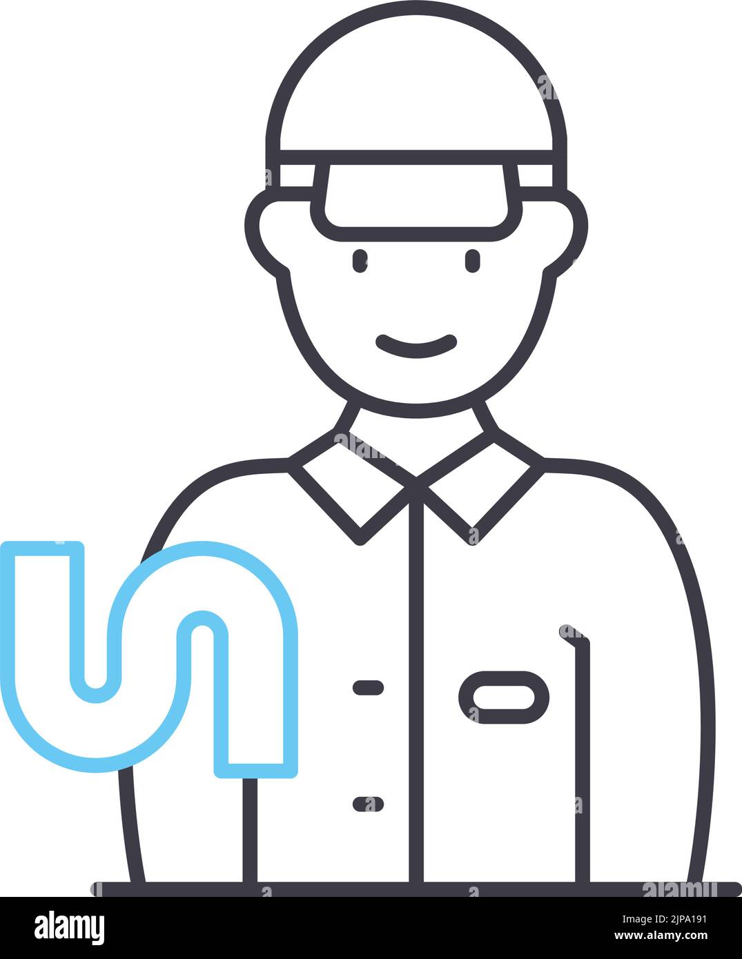 plumber line icon, outline symbol, vector illustration, concept sign ...