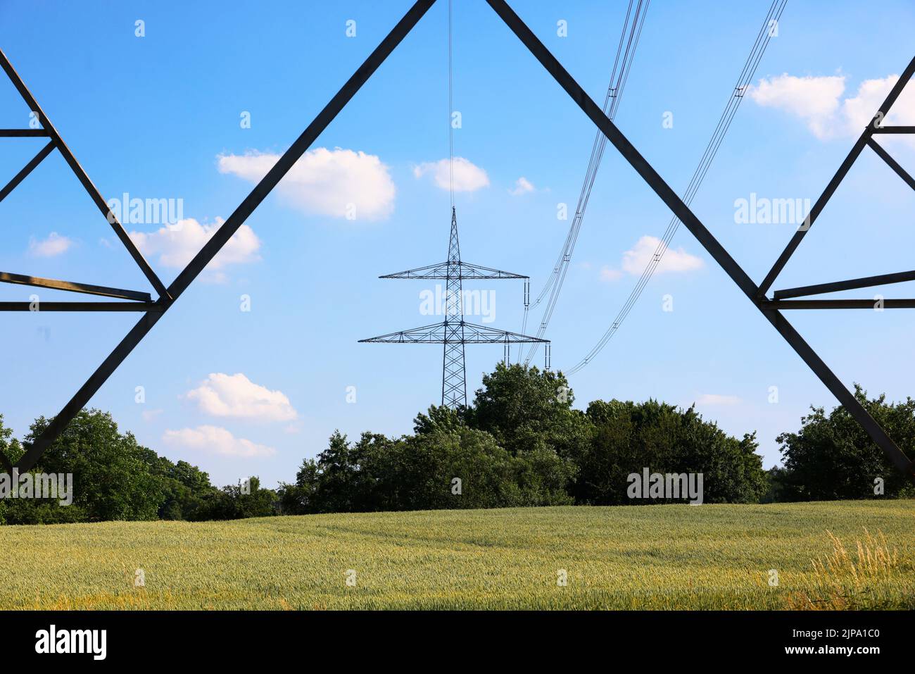 A Power Pylon in the Fields in Hohenlohe, Germany Stock Photo - Alamy