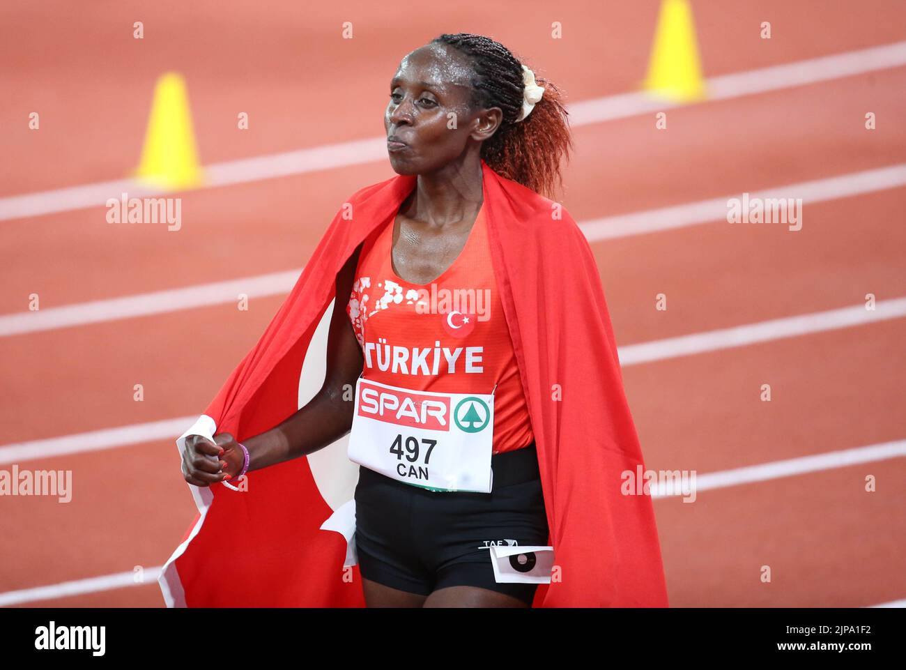 Yasemin Can of Turkey Gold medal during the Athletics, Women's 10,000m ...