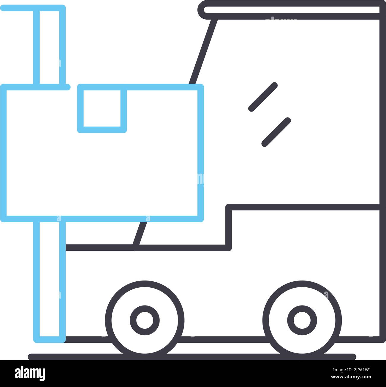 fork lift line icon, outline symbol, vector illustration, concept sign ...