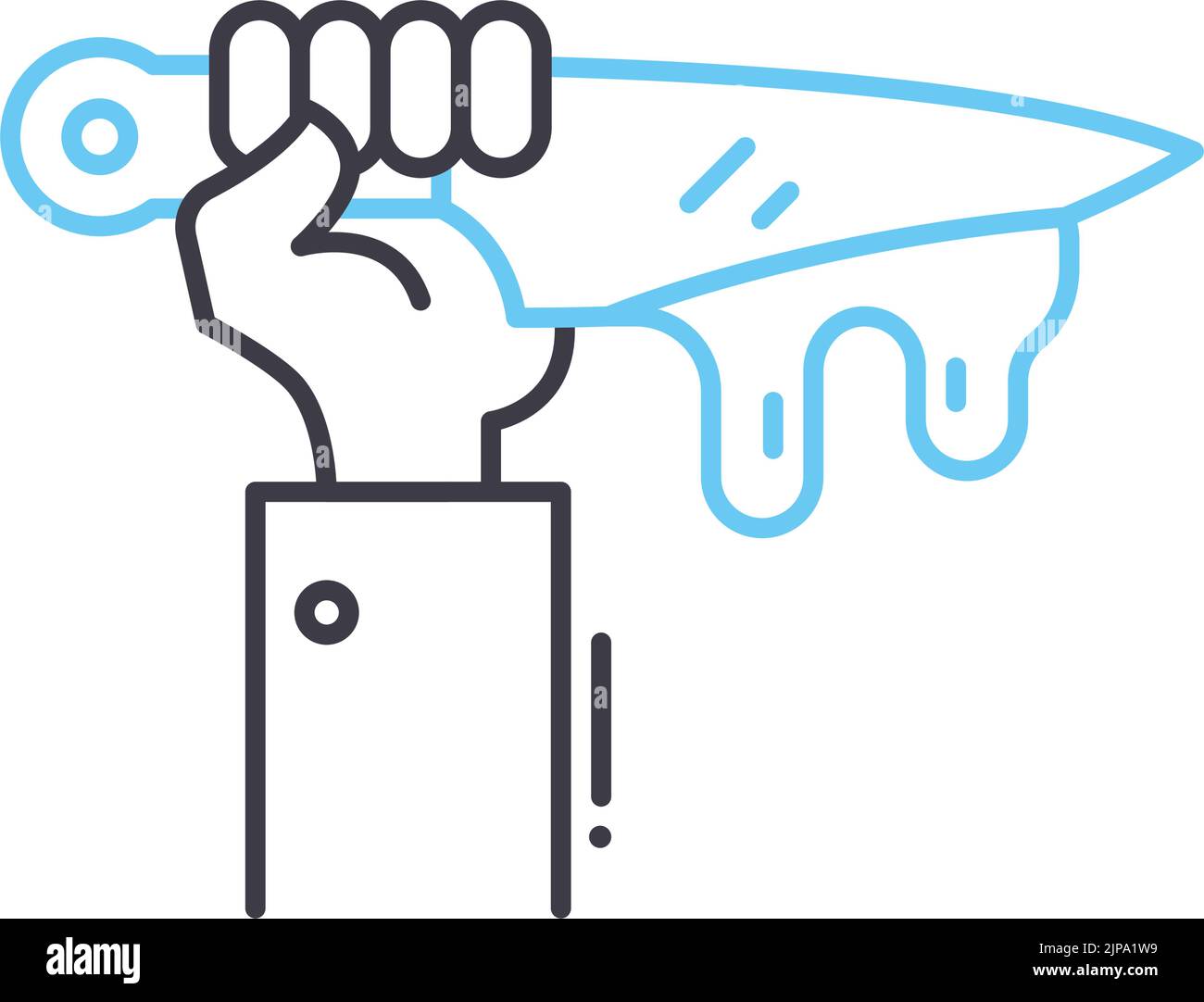 Hand With Knife Line Icon Outline Symbol Vector Illustration Concept
