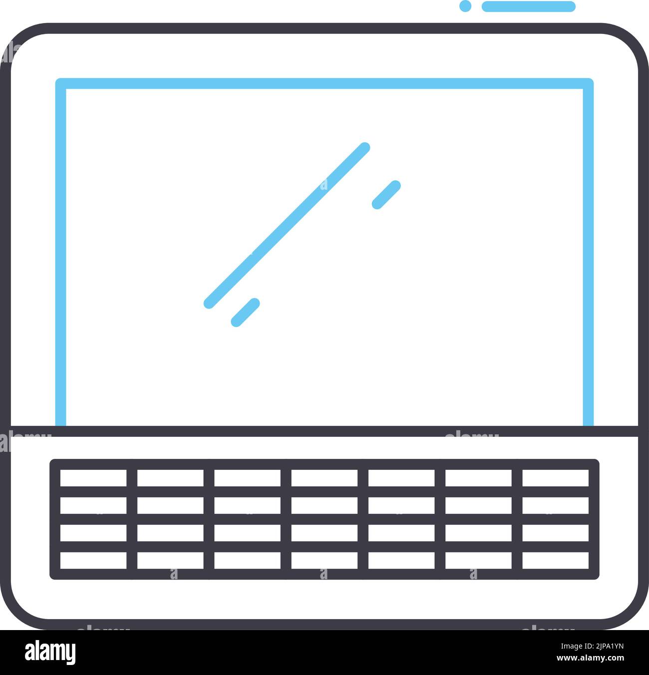 laptop device line icon, outline symbol, vector illustration, concept ... laptop device line icon, outline symbol, vector illustration, concept ...