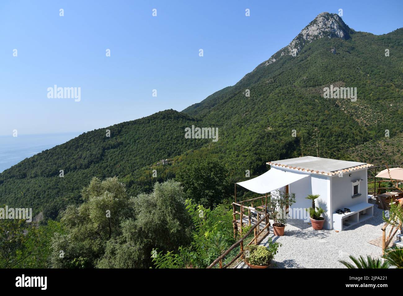 An isolated house in the landscape of Albori, a village in the ...