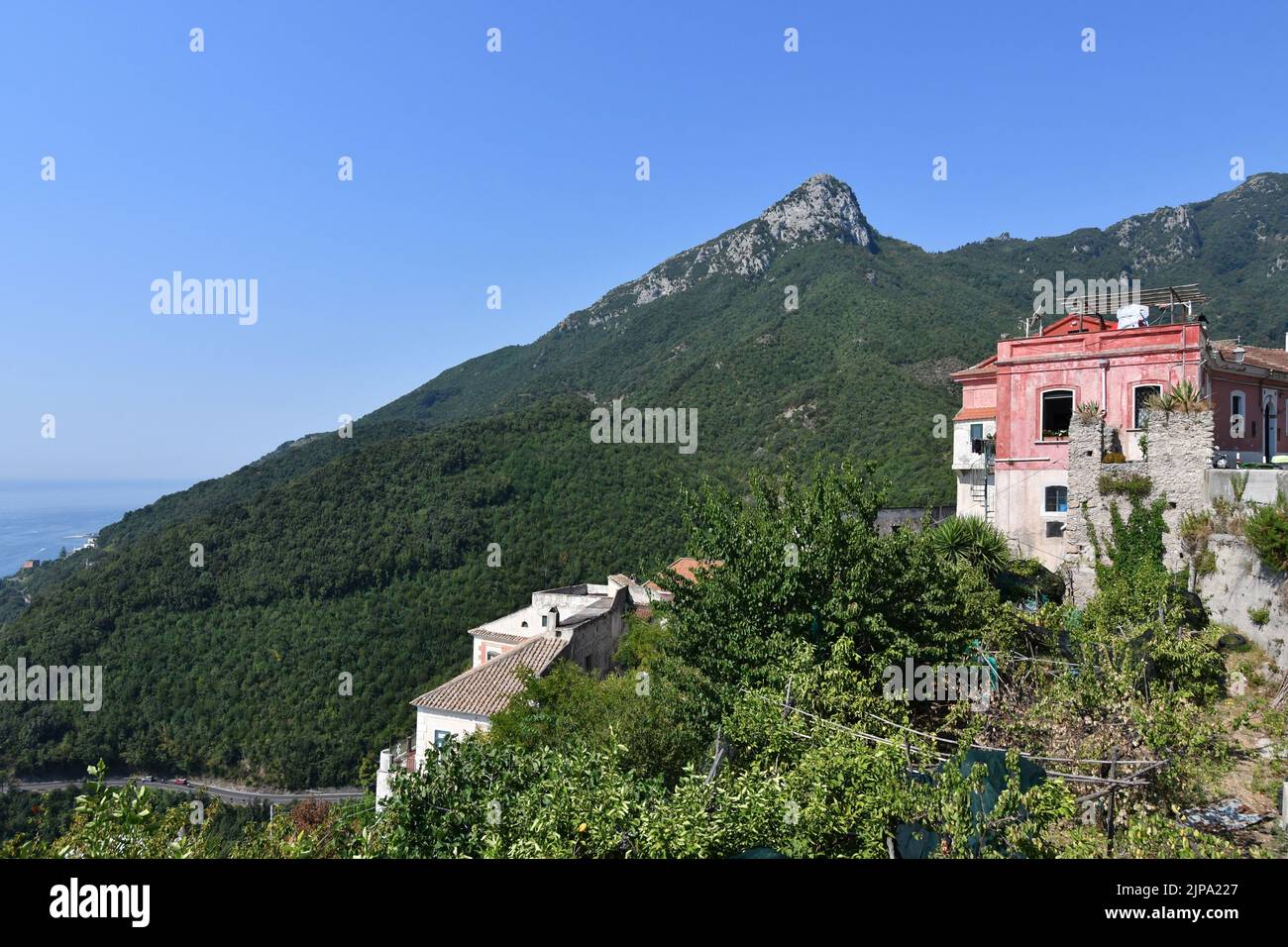 An isolated house in the landscape of Albori, a village in the ...