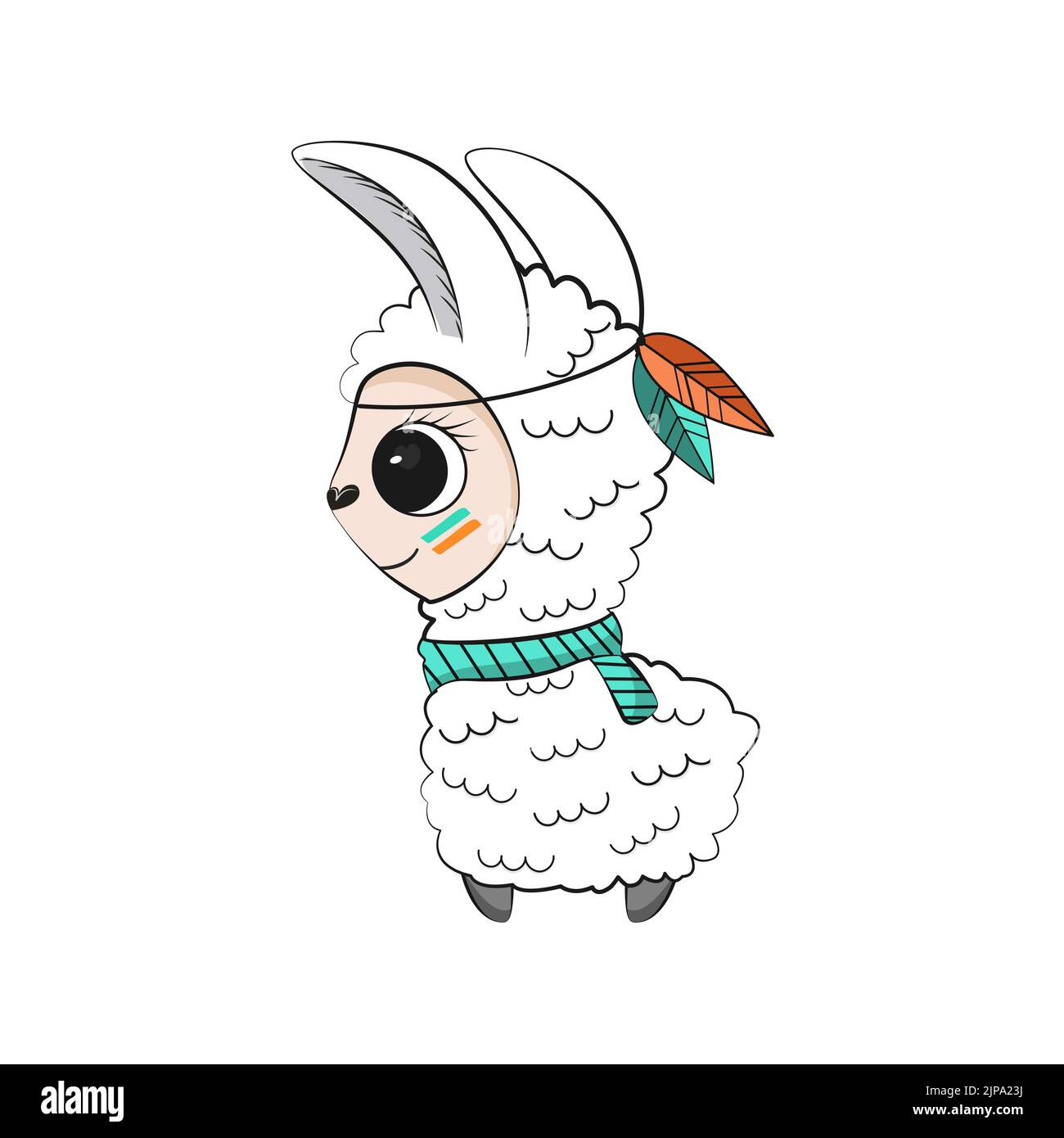 Cute lovely lama isolated on white background Stock Vector Image & Art ...