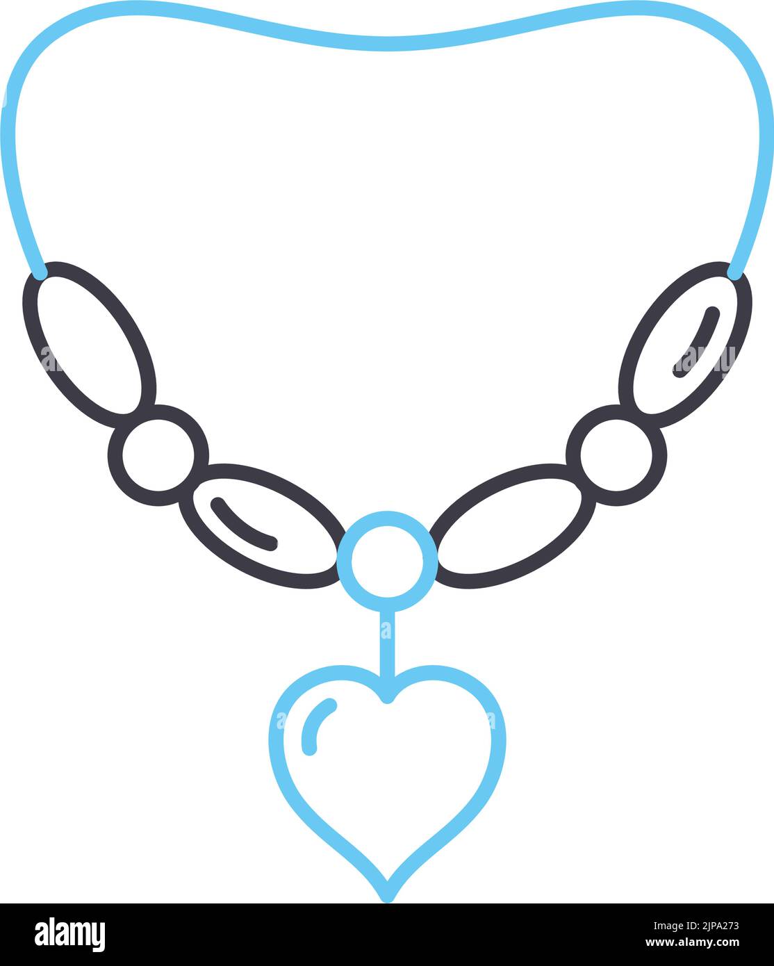 pearl necklace line icon, outline symbol, vector illustration, concept ...