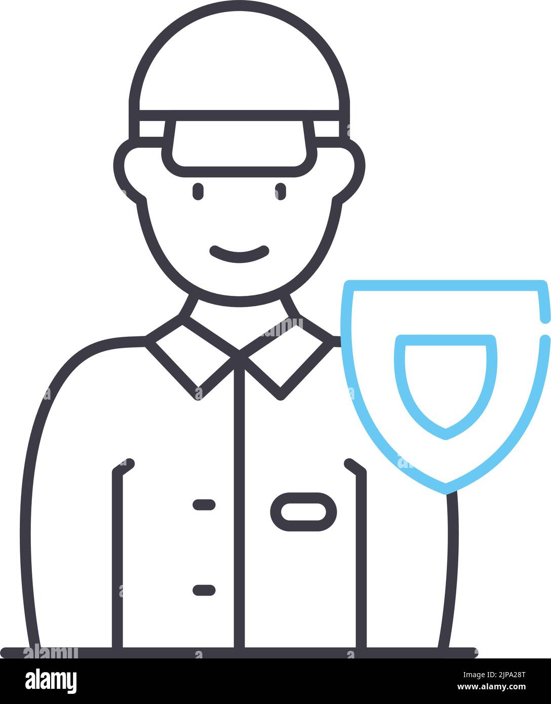 Security Guard Line Icon Outline Symbol Vector Illustration Concept Sign Stock Vector Image