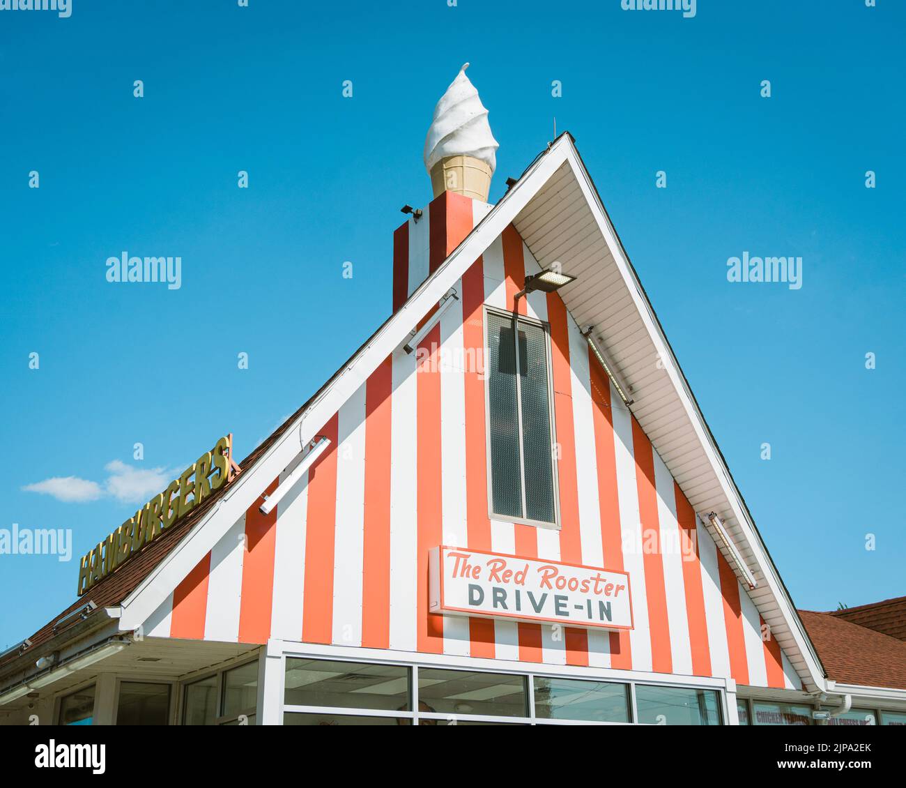 Vintage signs at the Red Rooster Drive-In, Brewster, New York Stock ...