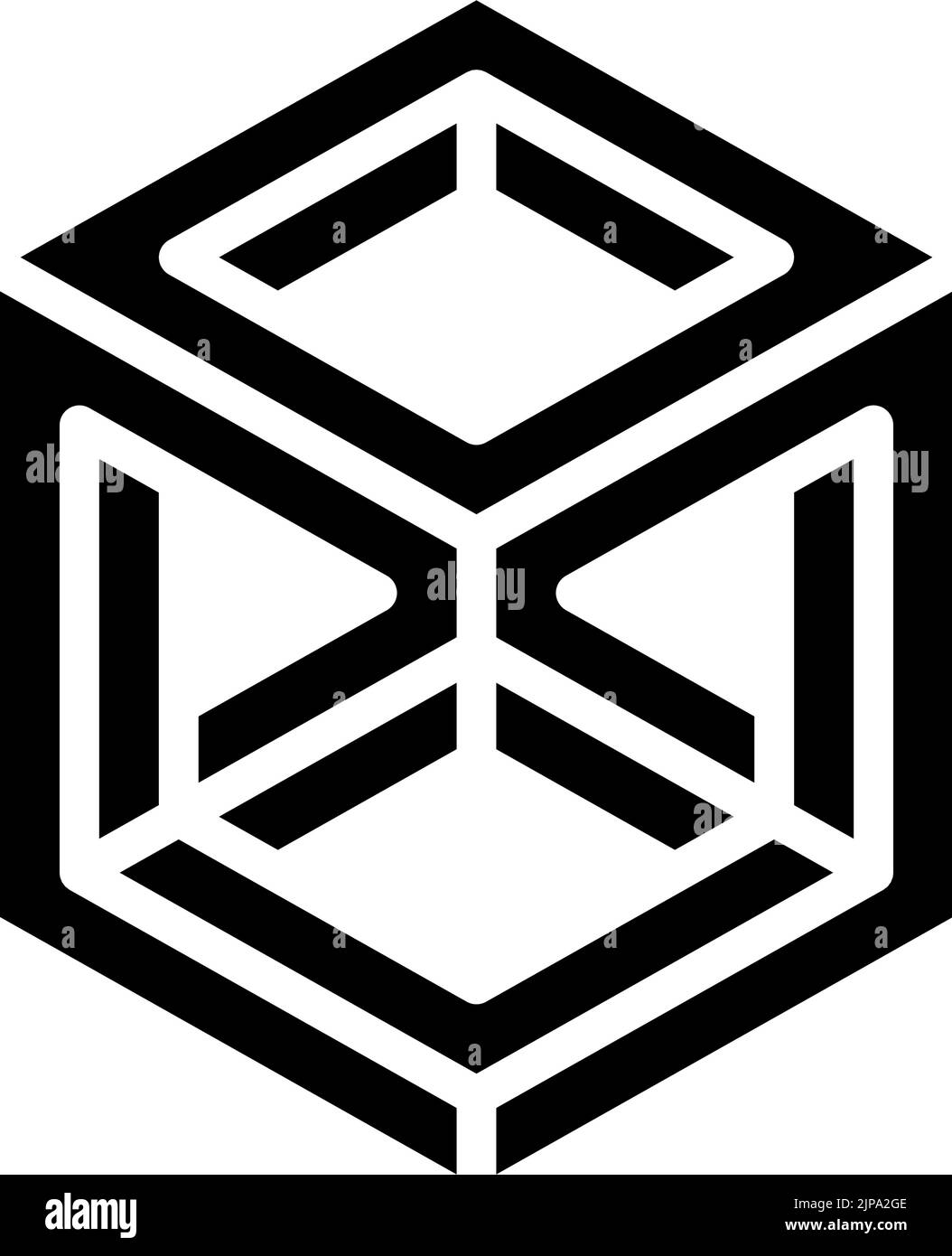 cube impossible geometric shape glyph icon vector illustration Stock ...