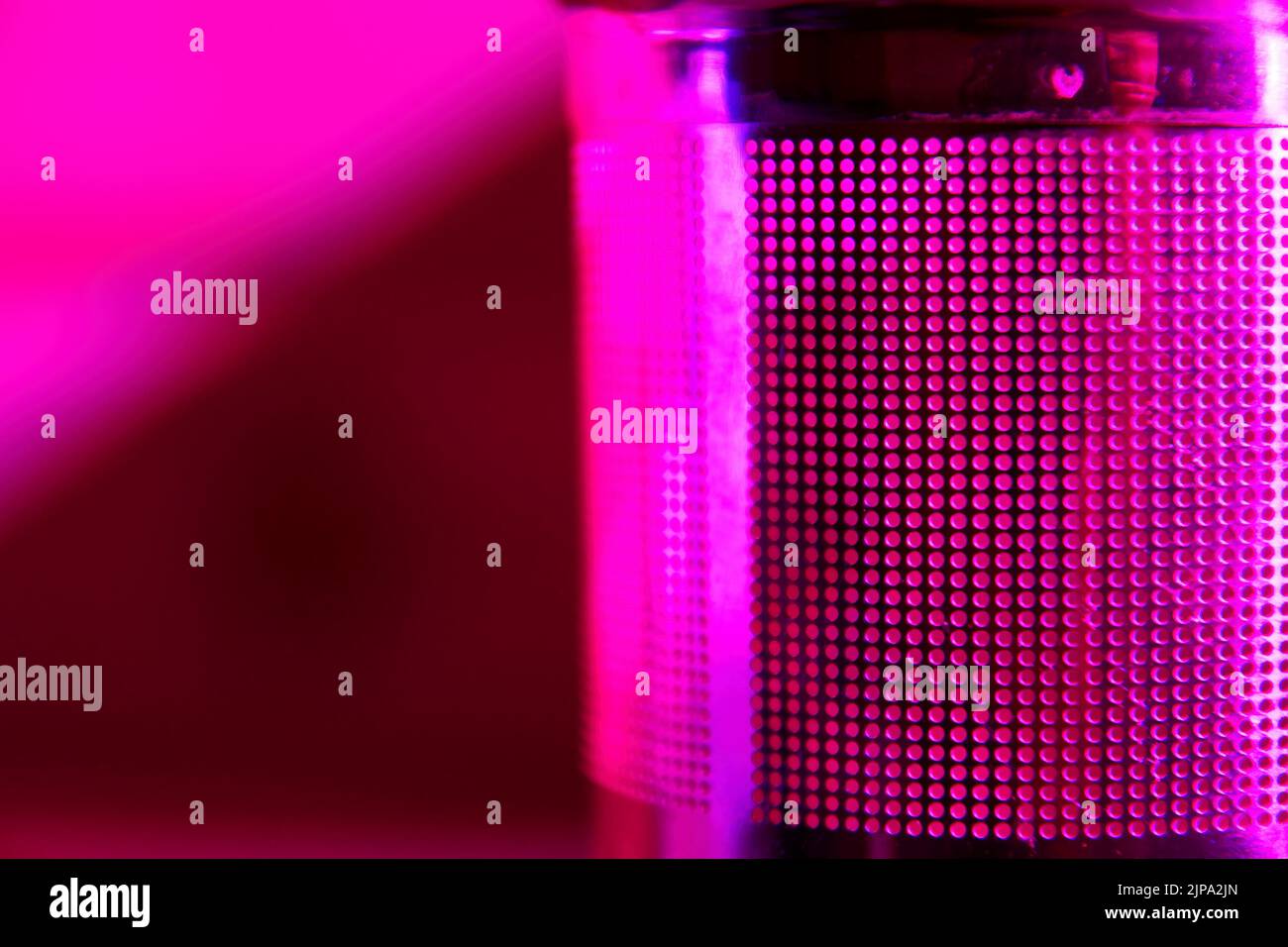 Digital dotted filter with pink neon lights. Abstract music and techno ...