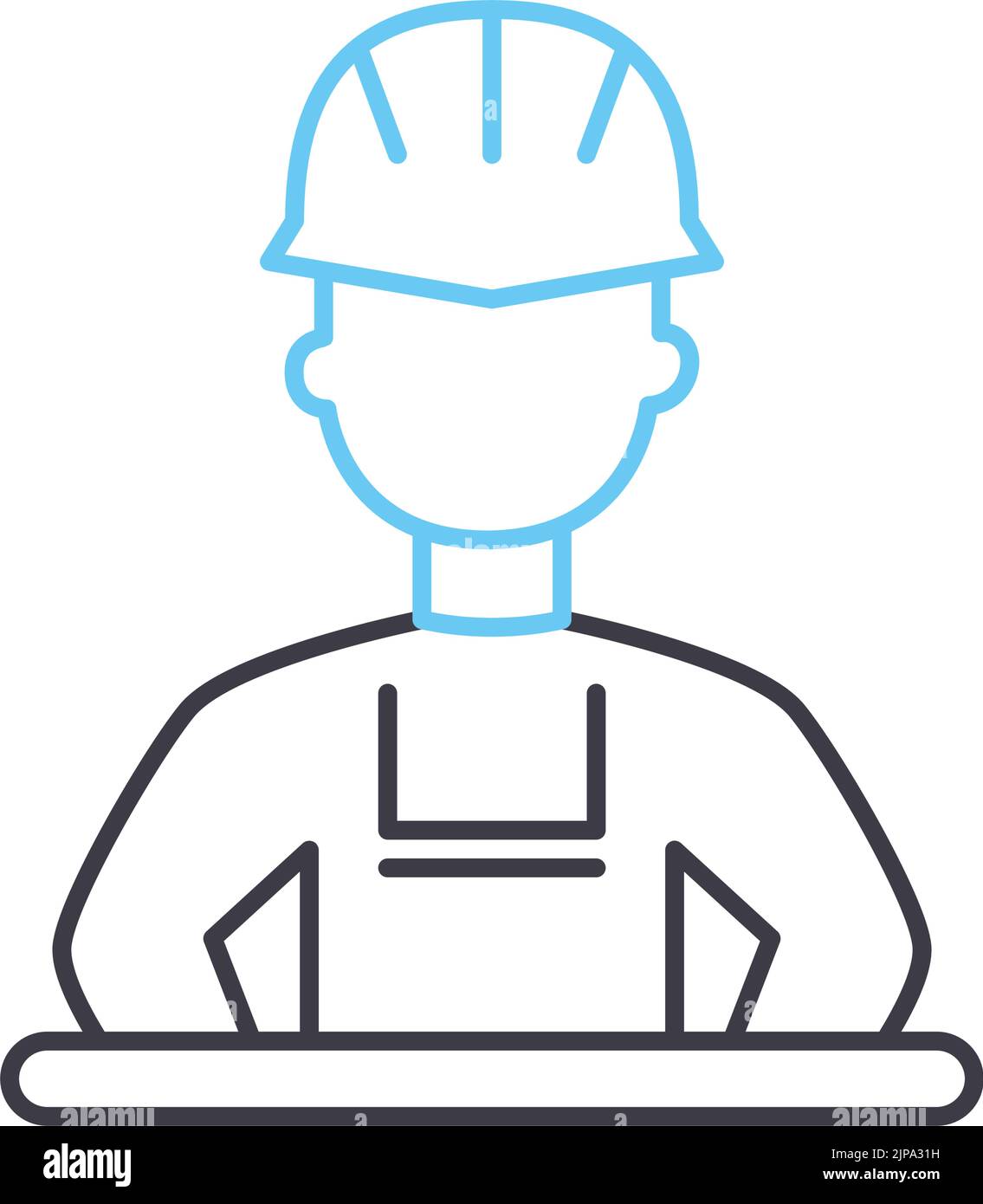 industry worker line icon, outline symbol, vector illustration, concept ...