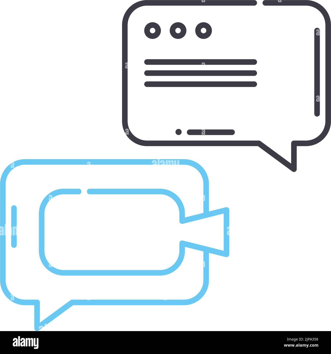 video message line icon, outline symbol, vector illustration, concept ...