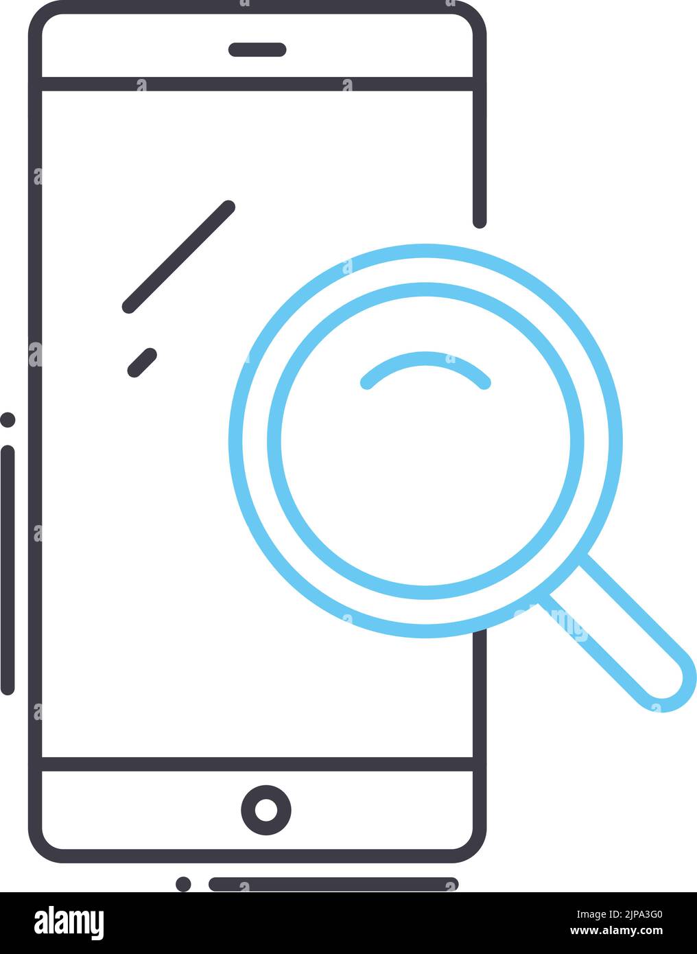 mobile research line icon, outline symbol, vector illustration, concept ...