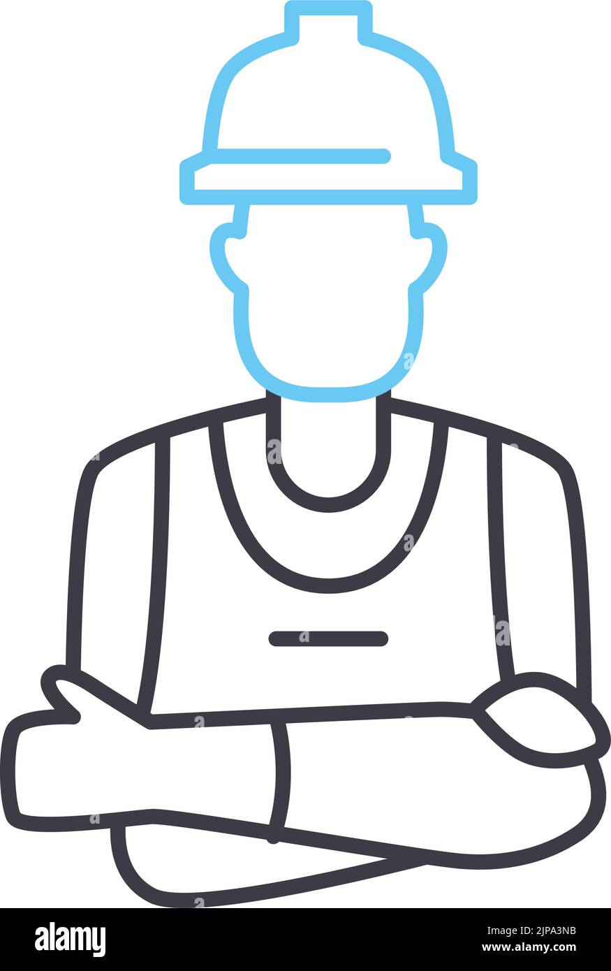 worker line icon, outline symbol, vector illustration, concept sign ...