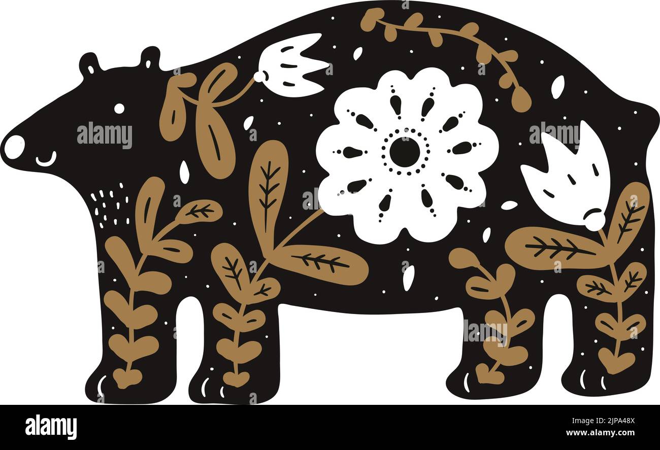 Decorative bear. Nordic forest animal in folklore style Stock Vector ...