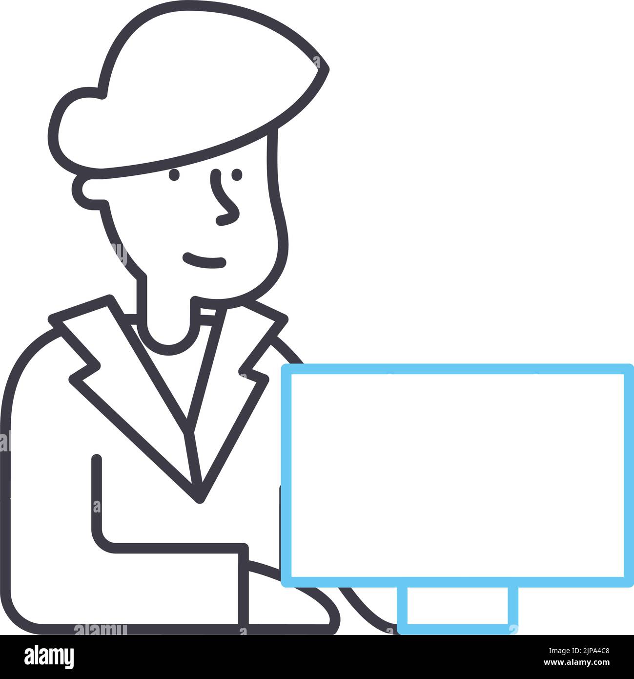 office worker line icon, outline symbol, vector illustration, concept ...