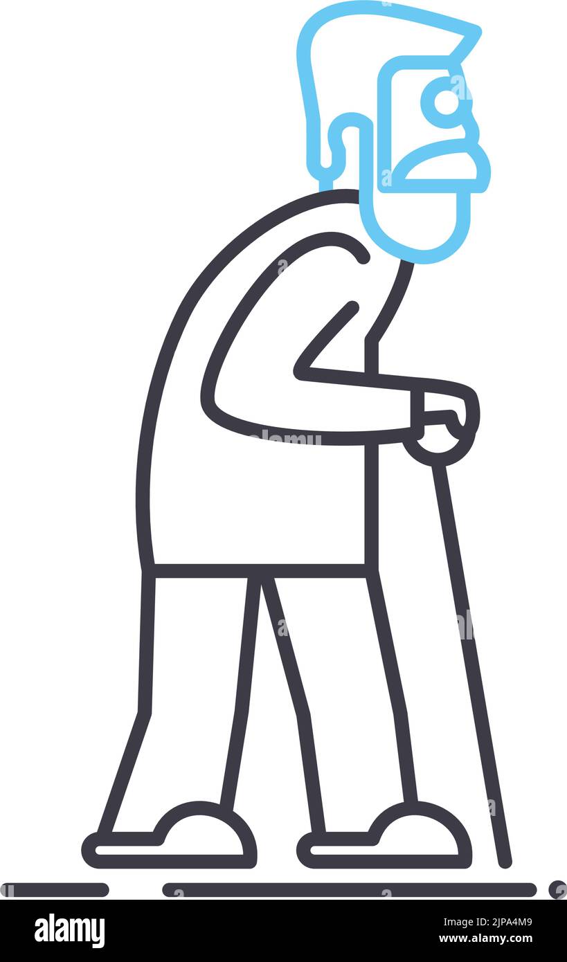 old man line icon, outline symbol, vector illustration, concept sign ...