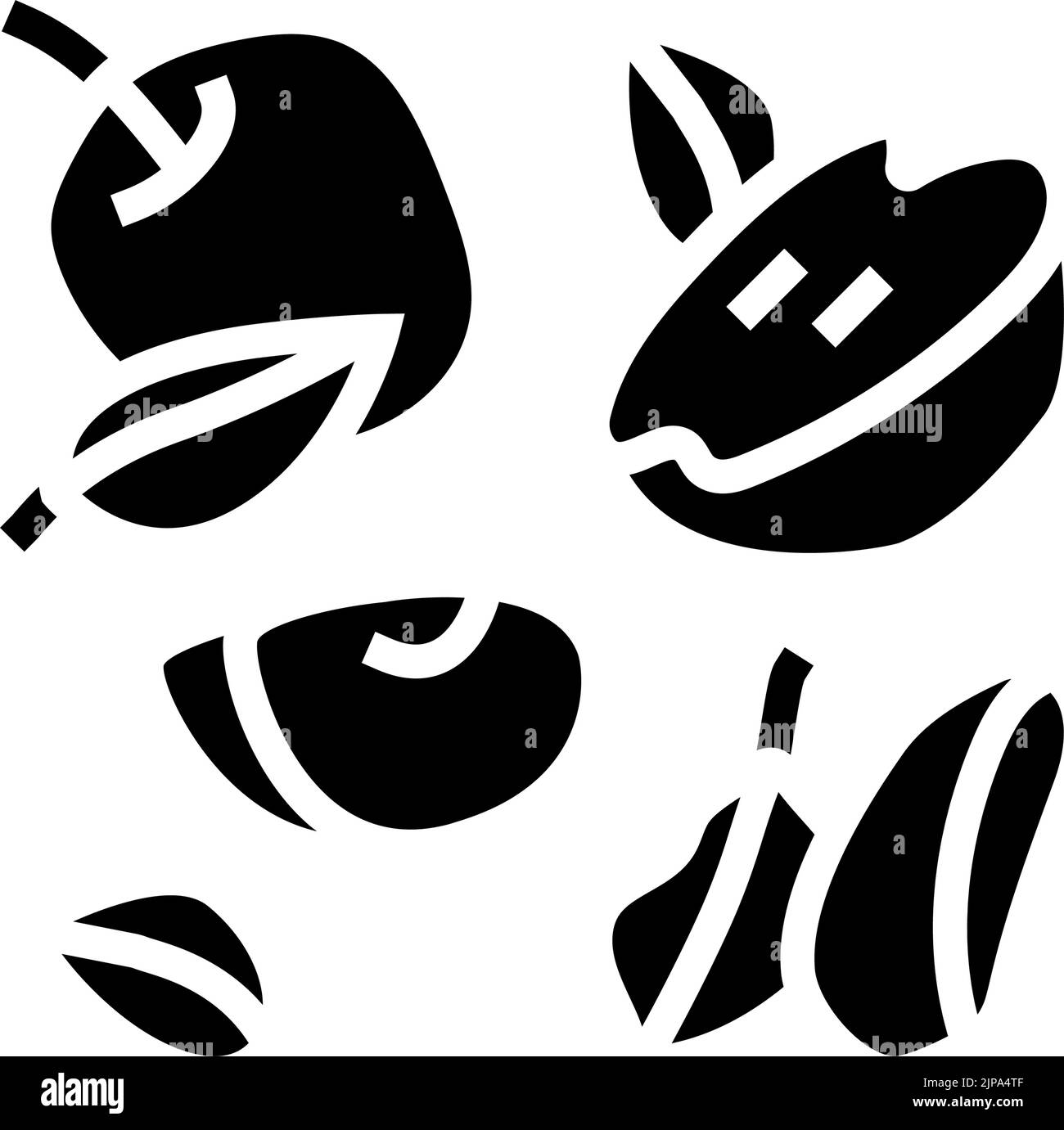 slice apple cut fruit leaf glyph icon vector illustration Stock Vector ...