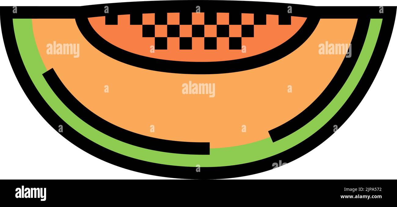 green melon seeds slice cantaloupe color icon vector illustration Stock ...