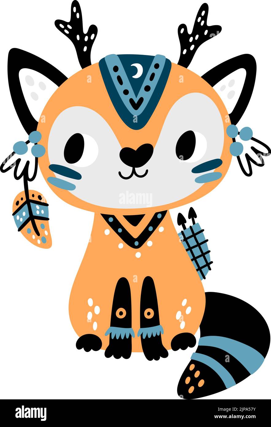 Cute fox. Indian tribal animal. Kid mascot Stock Vector Image & Art - Alamy