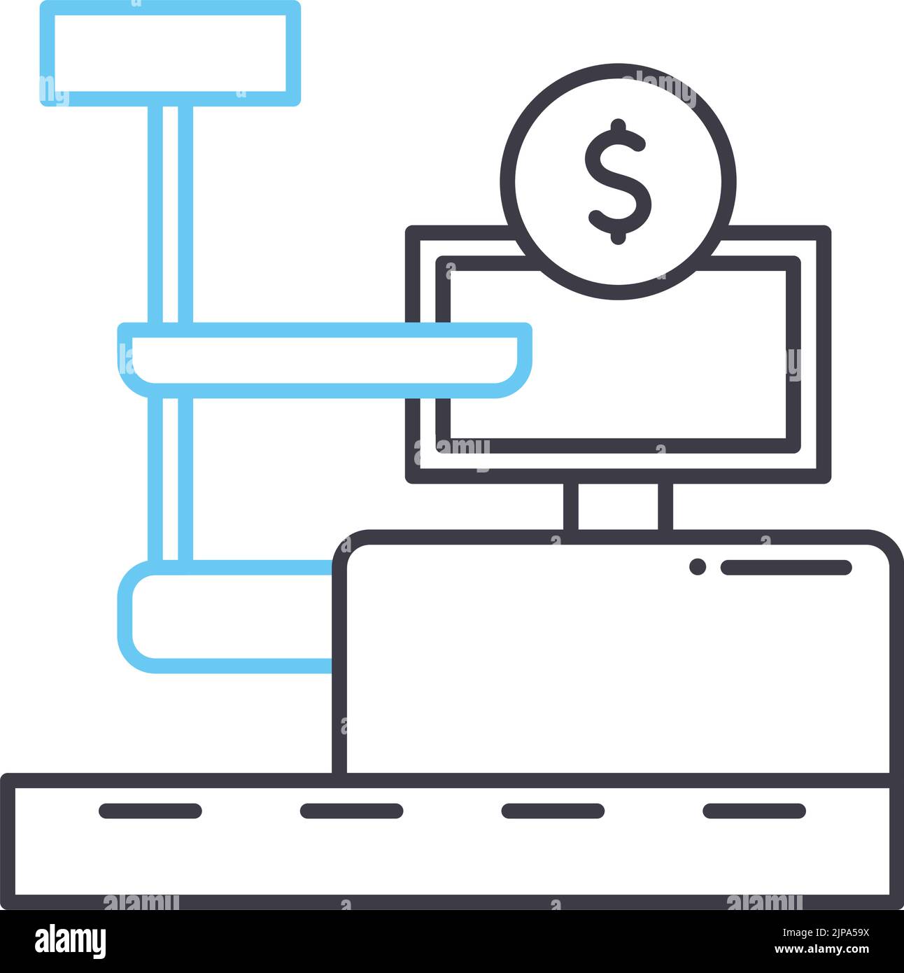 purchase checkout line icon, outline symbol, vector illustration ...