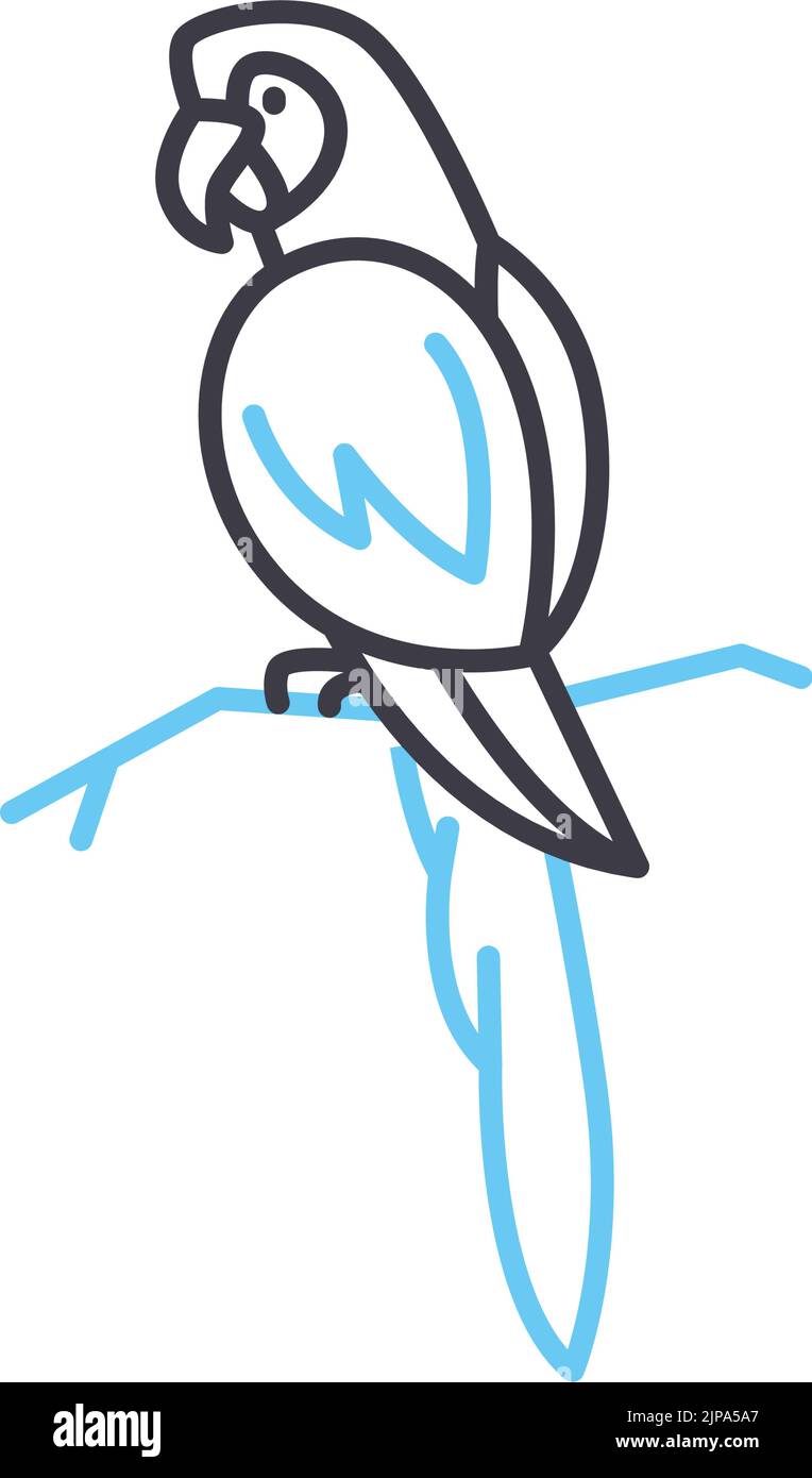 macaw parrot line icon, outline symbol, vector illustration, concept ...